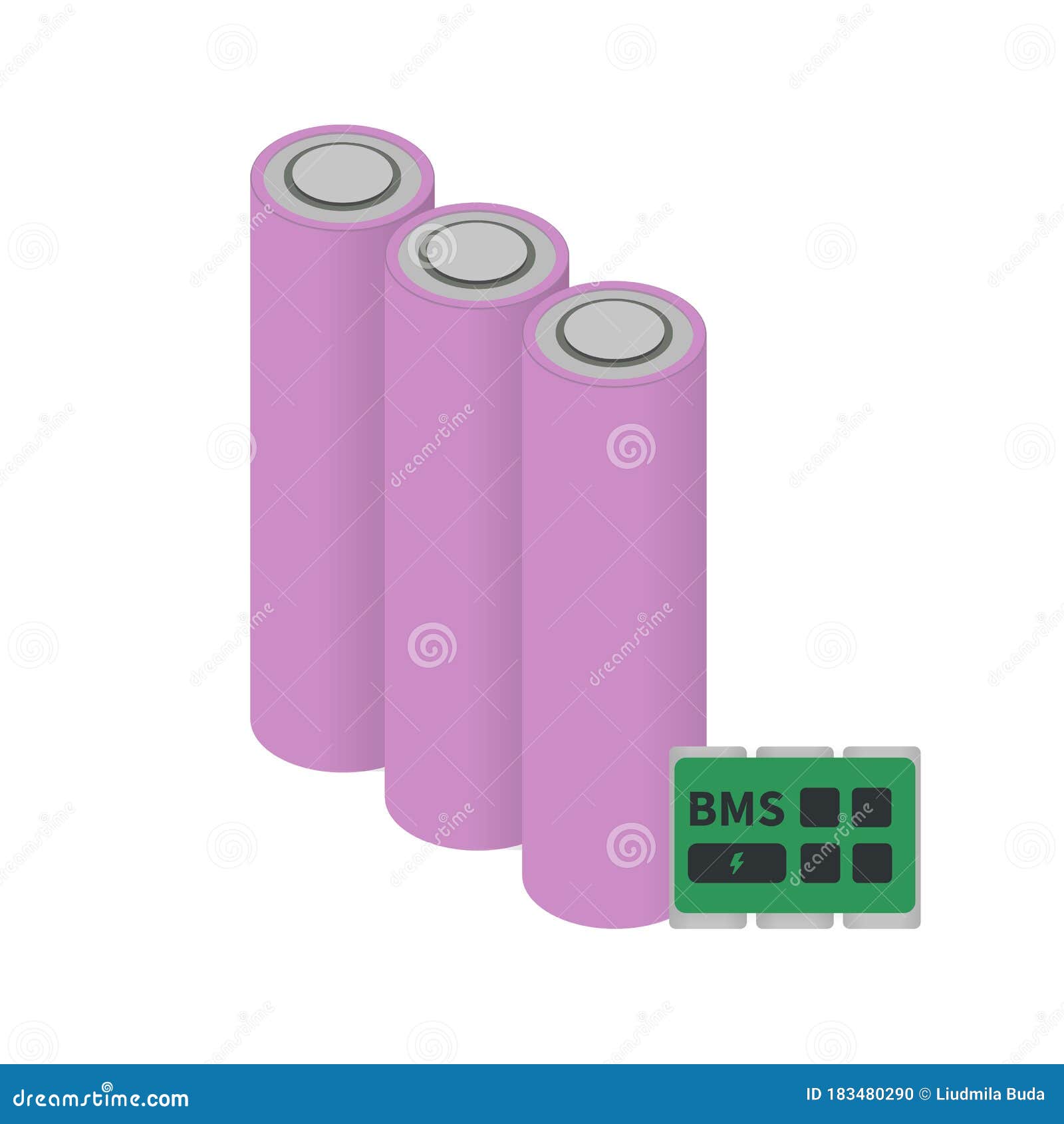 Battery Management System Green PCB with Pink Batteries Vector Icon ...