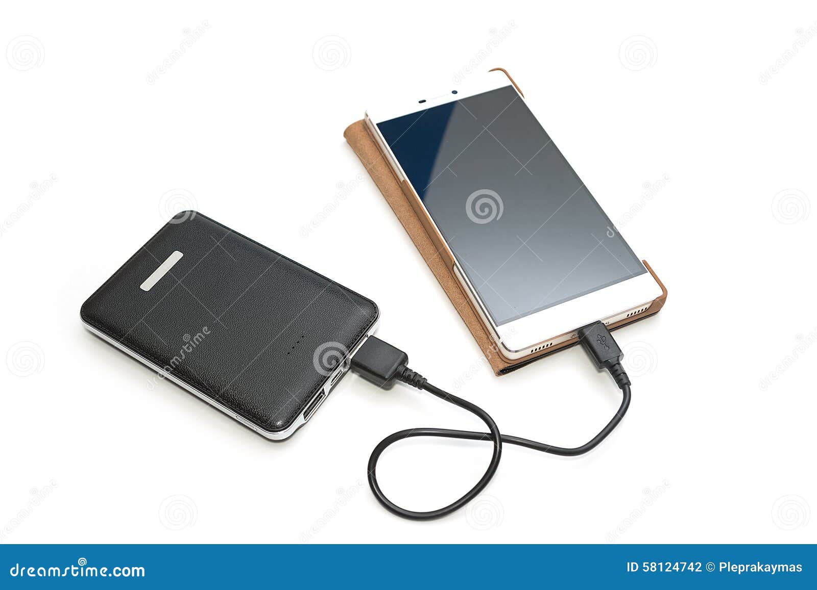 Recharging Smart Phone Tablet from Power Bank Stock Photo - Image of ...