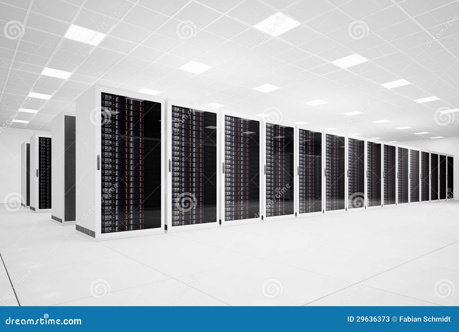 Rechenzentrum Mit Der Langen Reihe Eckig Stock Abbildung - Illustration ...