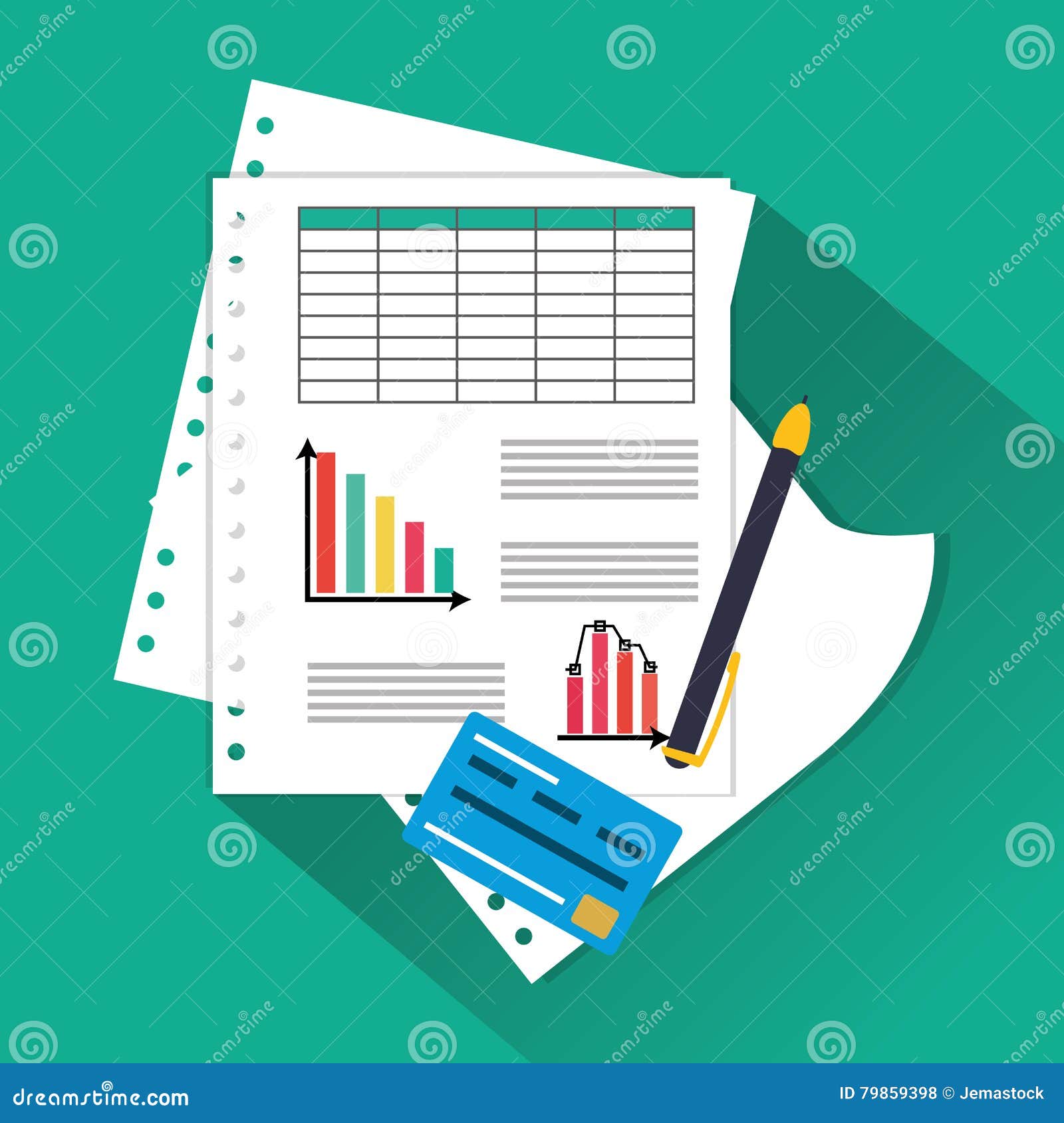 Rechnung Dokument Und Pendesign Stock Abbildung - Illustration von ...