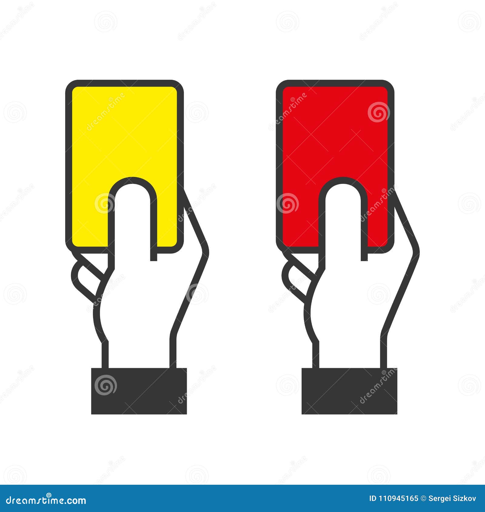 Rechter Hands Holding Red En Gele Kaarten Vector Vector Illustratie ...