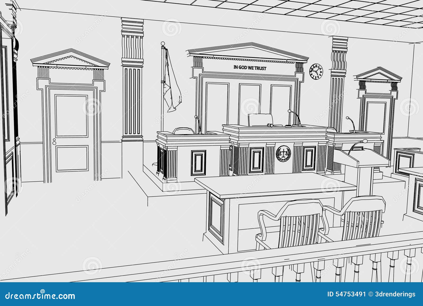 Rechtszaal stock illustratie. Illustration of misdaad - 54753491