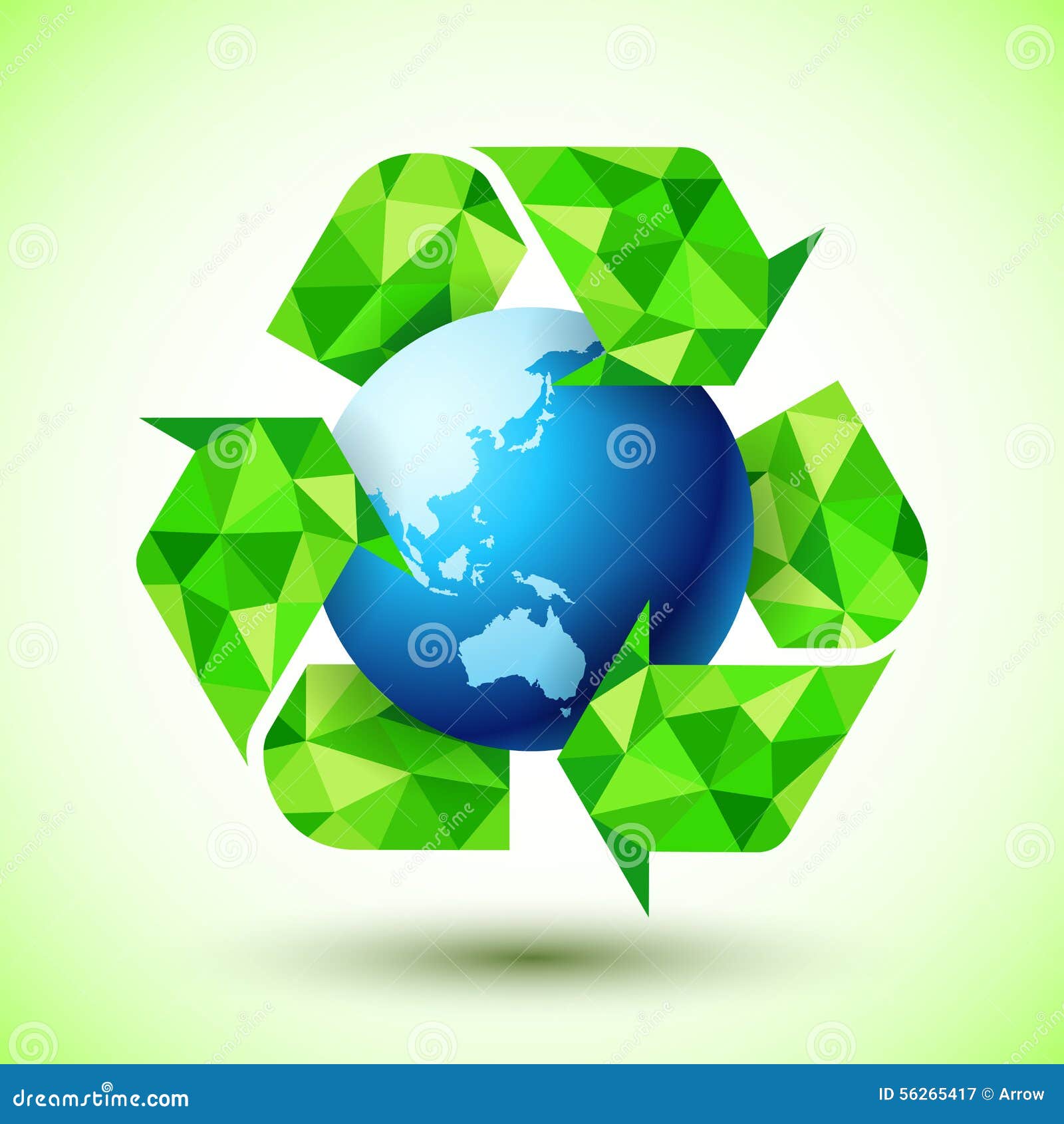 Reciclando O Símbolo Com Globo Azul Ilustração Stock - Ilustração de ...