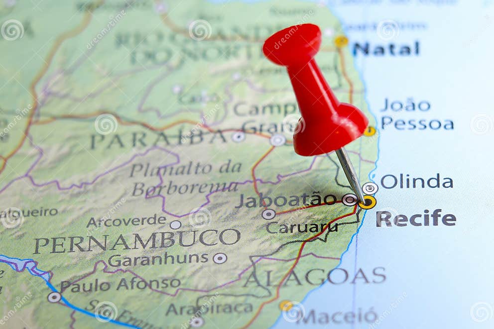 Recife, Brazil pin on map stock image. Image of graphic - 337475619