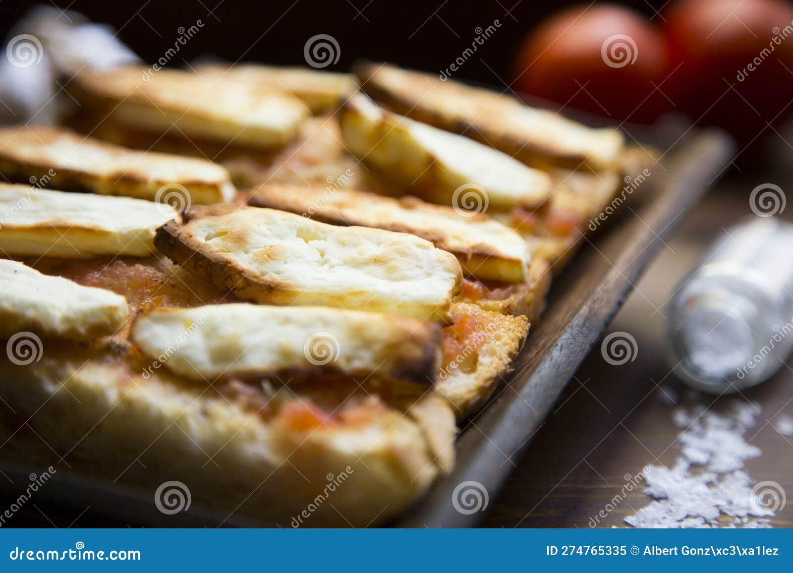 Baked Halloumi Cheese Served with Toasts. Stock Image - Image of cheese ...