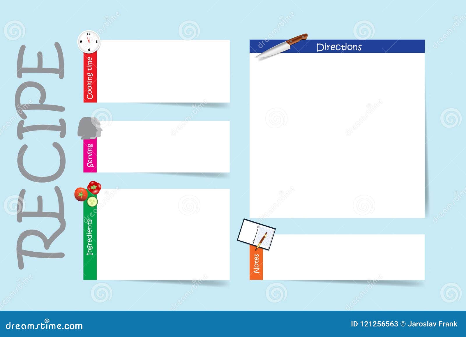 Recipe Board Vector with Notes Place Stock Vector - Illustration of ...