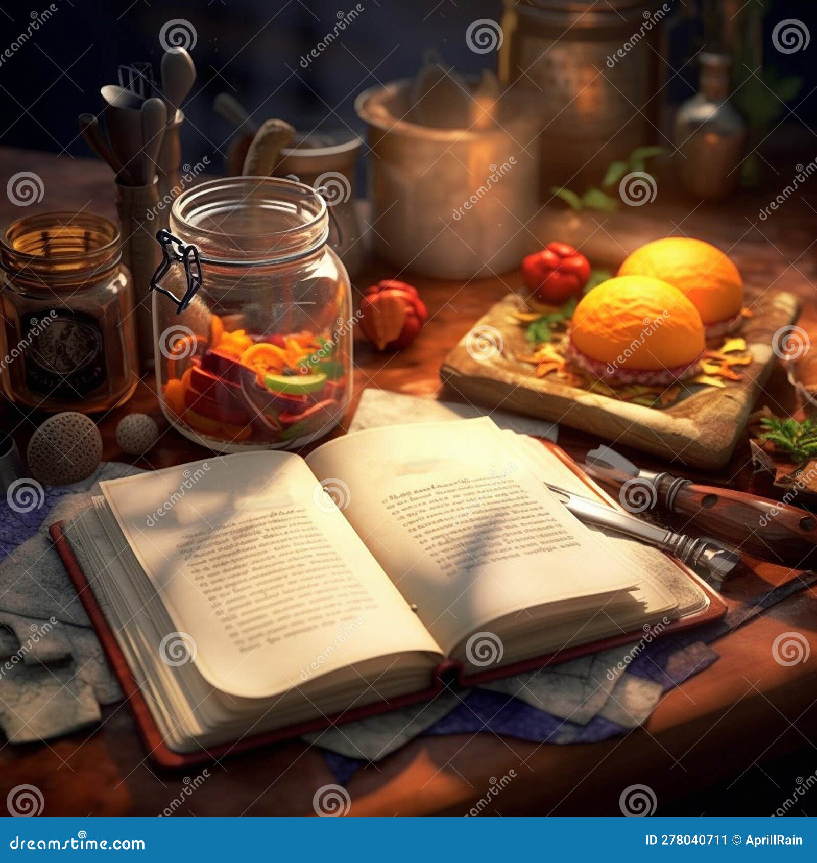 The Recipe Book is on the Table. the Cooking Process Stock Image ...