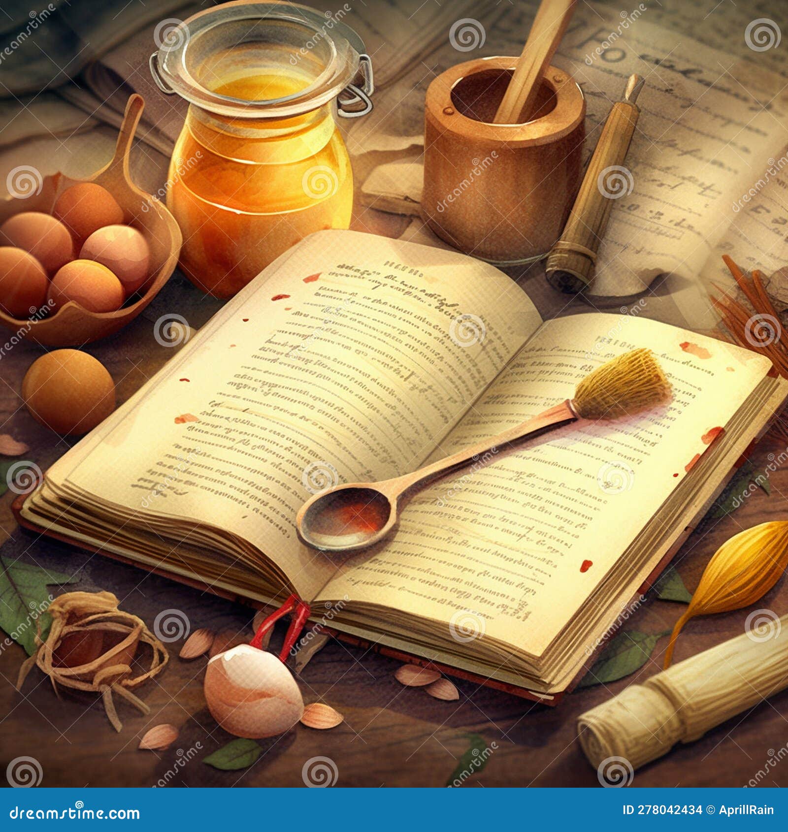 The Recipe Book is on the Table. the Cooking Process Stock Photo ...