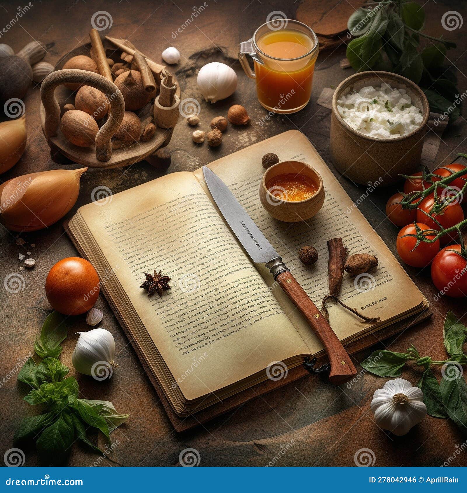 The Recipe Book is on the Table. the Cooking Process Stock Illustration ...