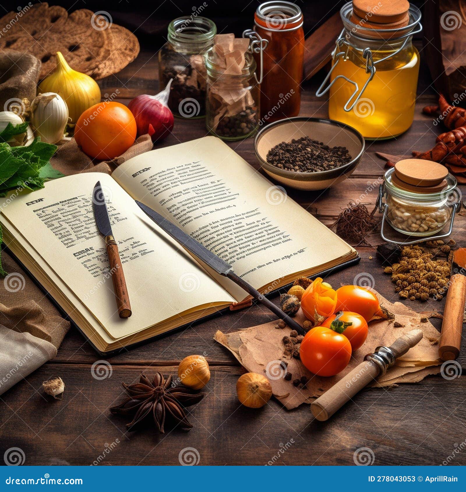 The Recipe Book is on the Table. the Cooking Process Stock Illustration ...