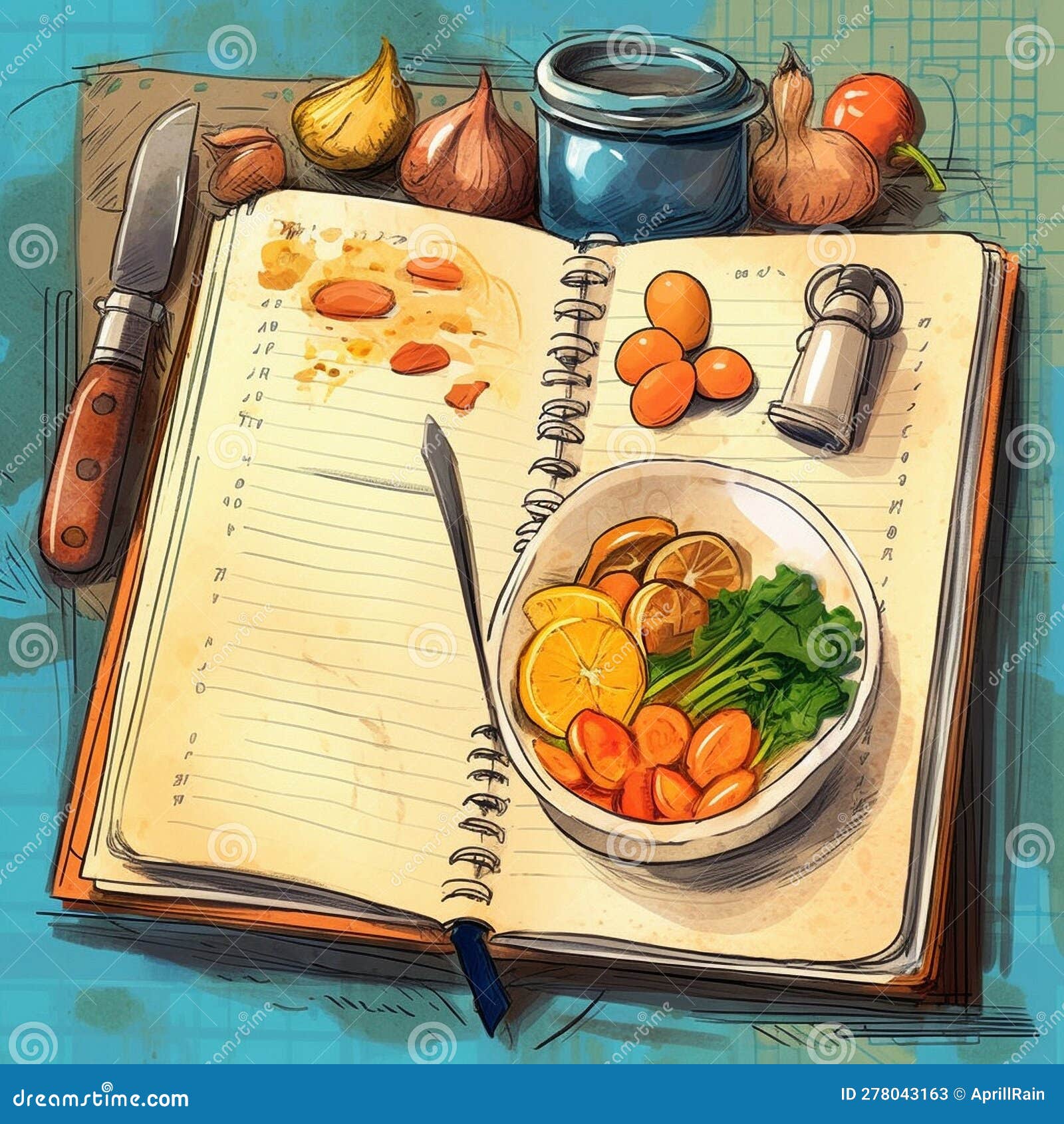 The Recipe Book is on the Table. the Cooking Process Stock Illustration ...