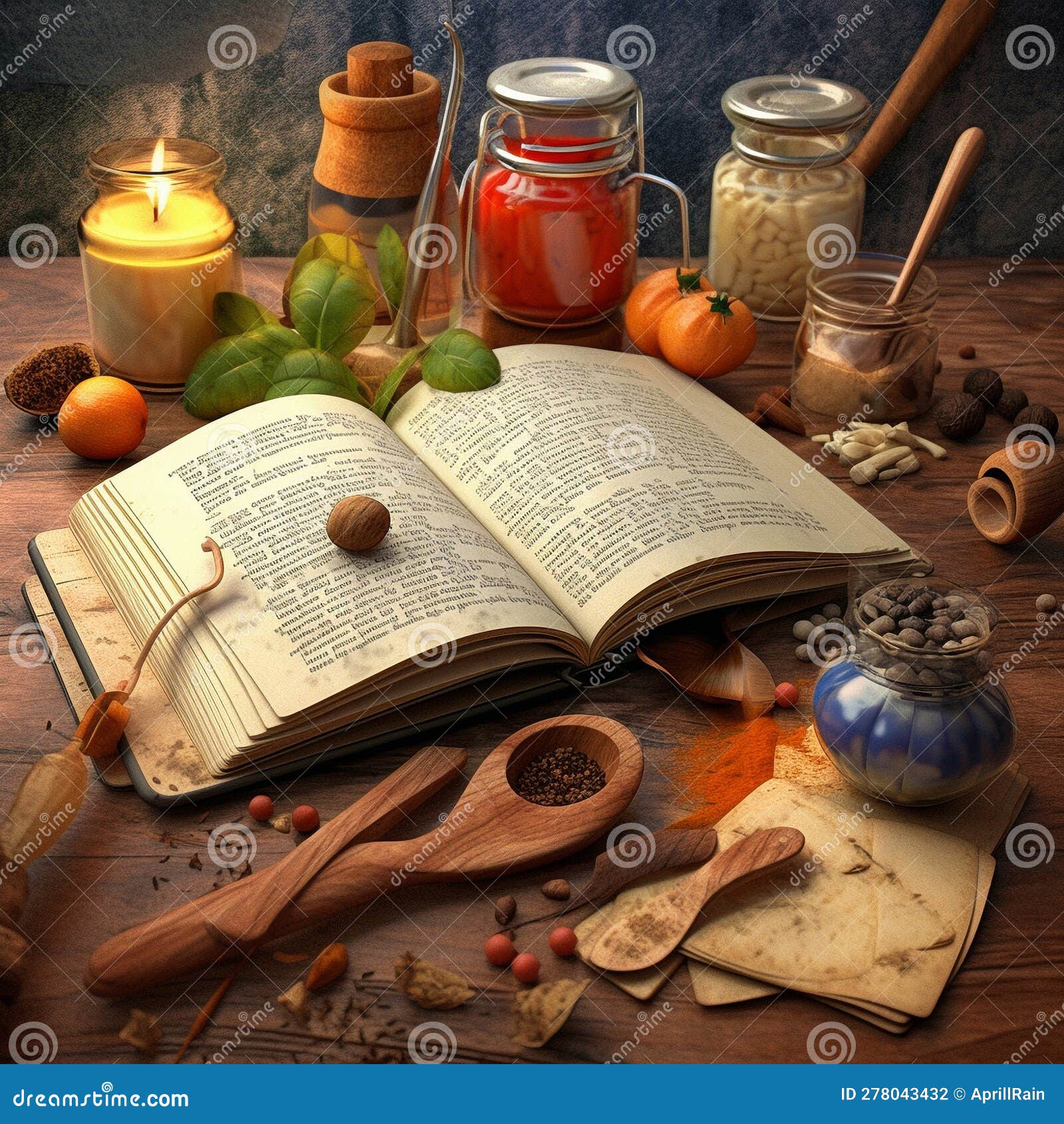 The Recipe Book is on the Table. the Cooking Process Stock Illustration ...