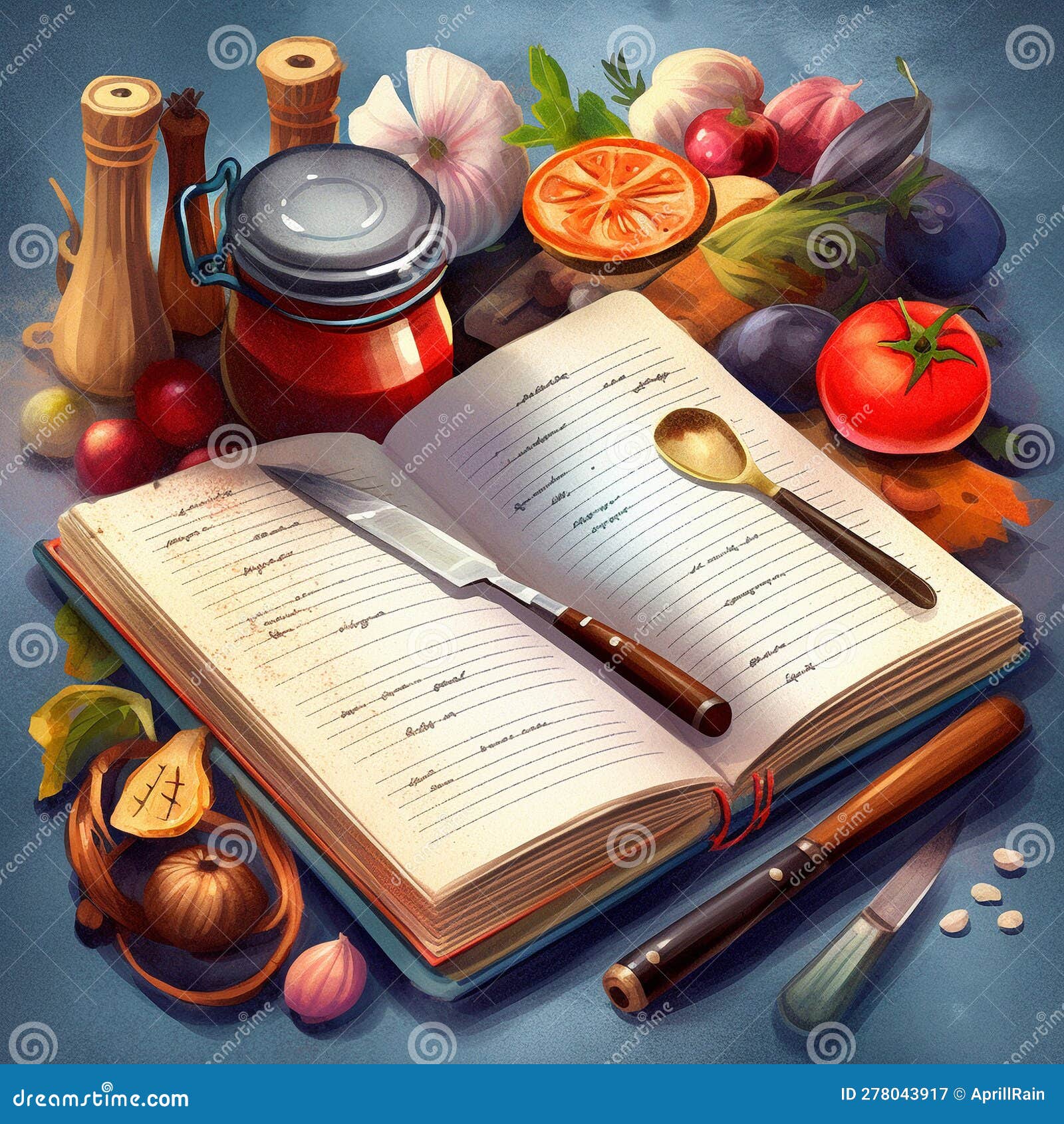 The Recipe Book is on the Table. the Cooking Process Stock Illustration ...