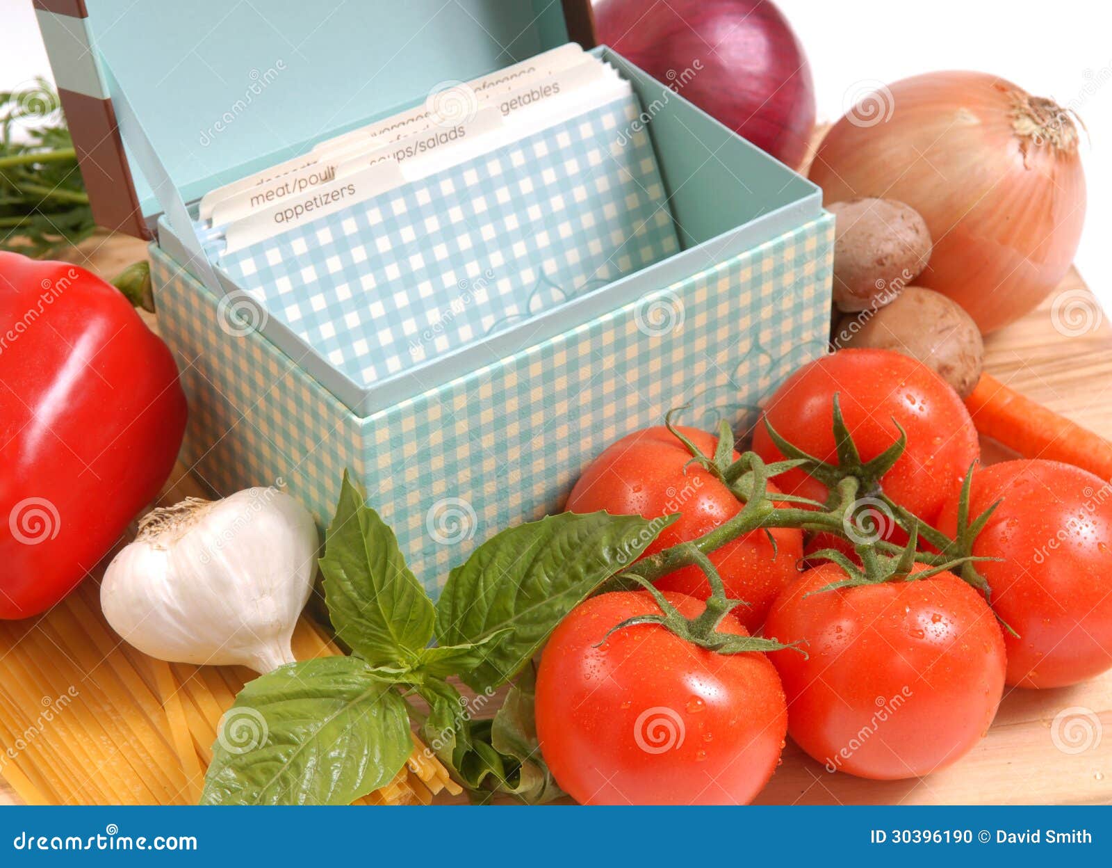 Recipe Box with Ingredients for Spaghetti Stock Photo - Image of ...