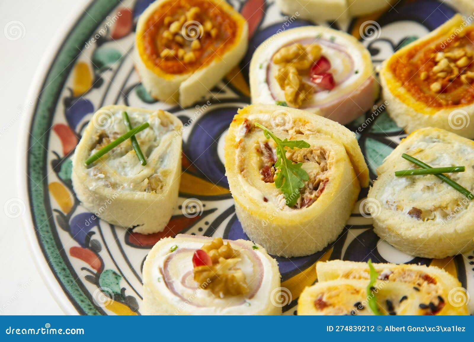 Canapes Made with Sliced Bread Stuffed with Cheese, Nuts, Sobrassada ...