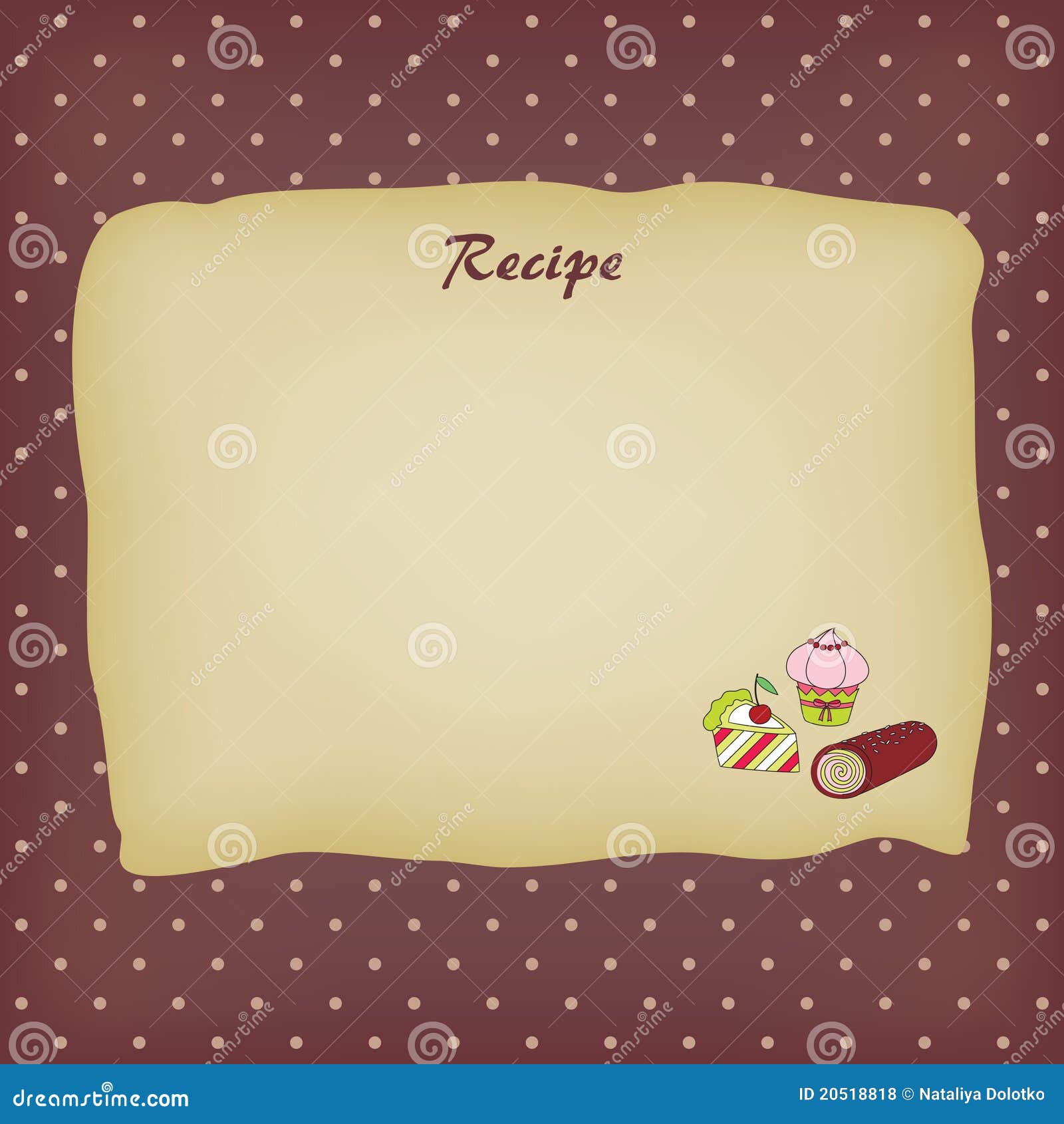 Recipe Card Template Vector Illustration In A5 Size, Vertical Format ...