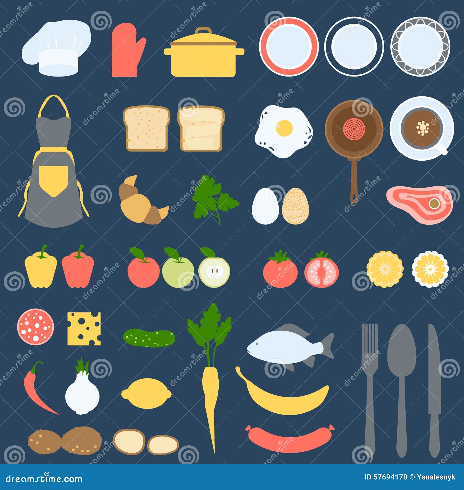 Recipe Card and Cook Book Design Set, Flat Vector Illustration Stock ...