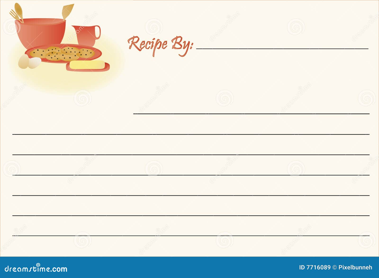 Recipe Card Template Vector Illustration In A5 Size, Vertical Format ...