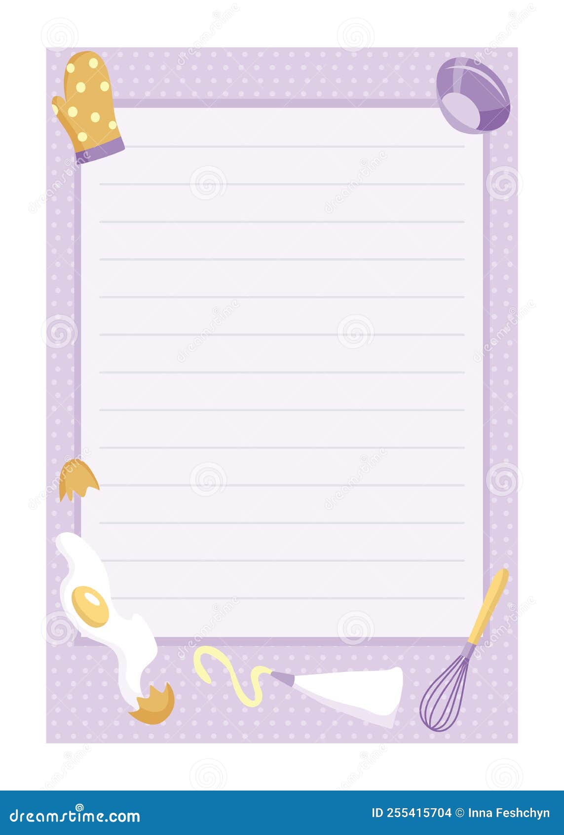 Recipe Card. Cooking Card Template. Culinary Notes and Sticker with ...