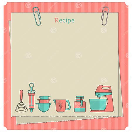 Recipe Card. Kitchen Note Template Stock Illustration - Illustration of ...