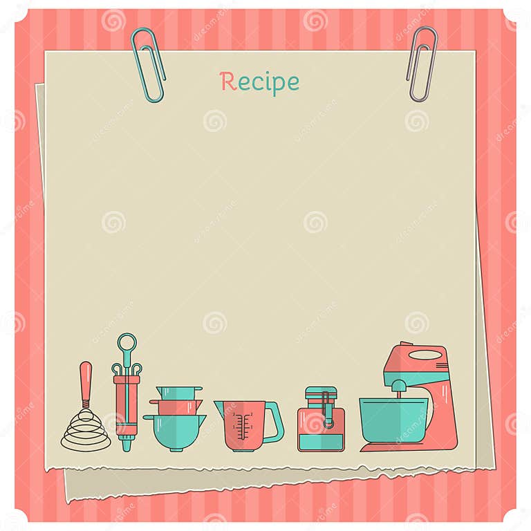 Recipe Card. Kitchen Note Template Stock Illustration - Illustration of ...