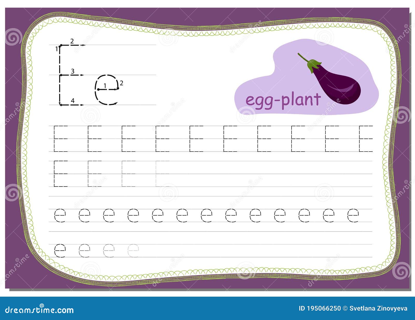 Recipe for Children, How To Write the Letter E. Word for this Letter ...