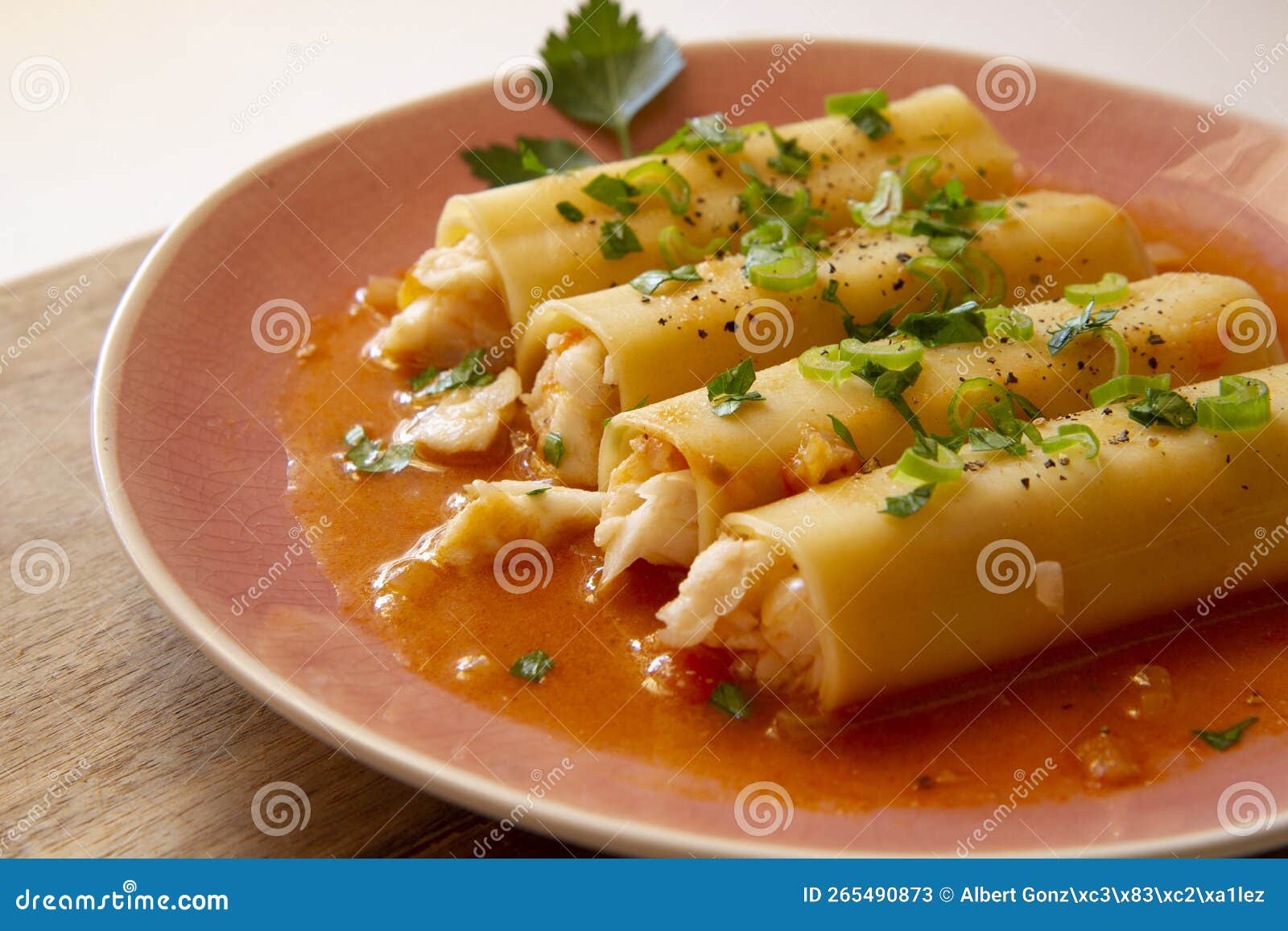 Fish Cannelloni Stuffed with Hake. Stock Image - Image of chef, stuffed ...