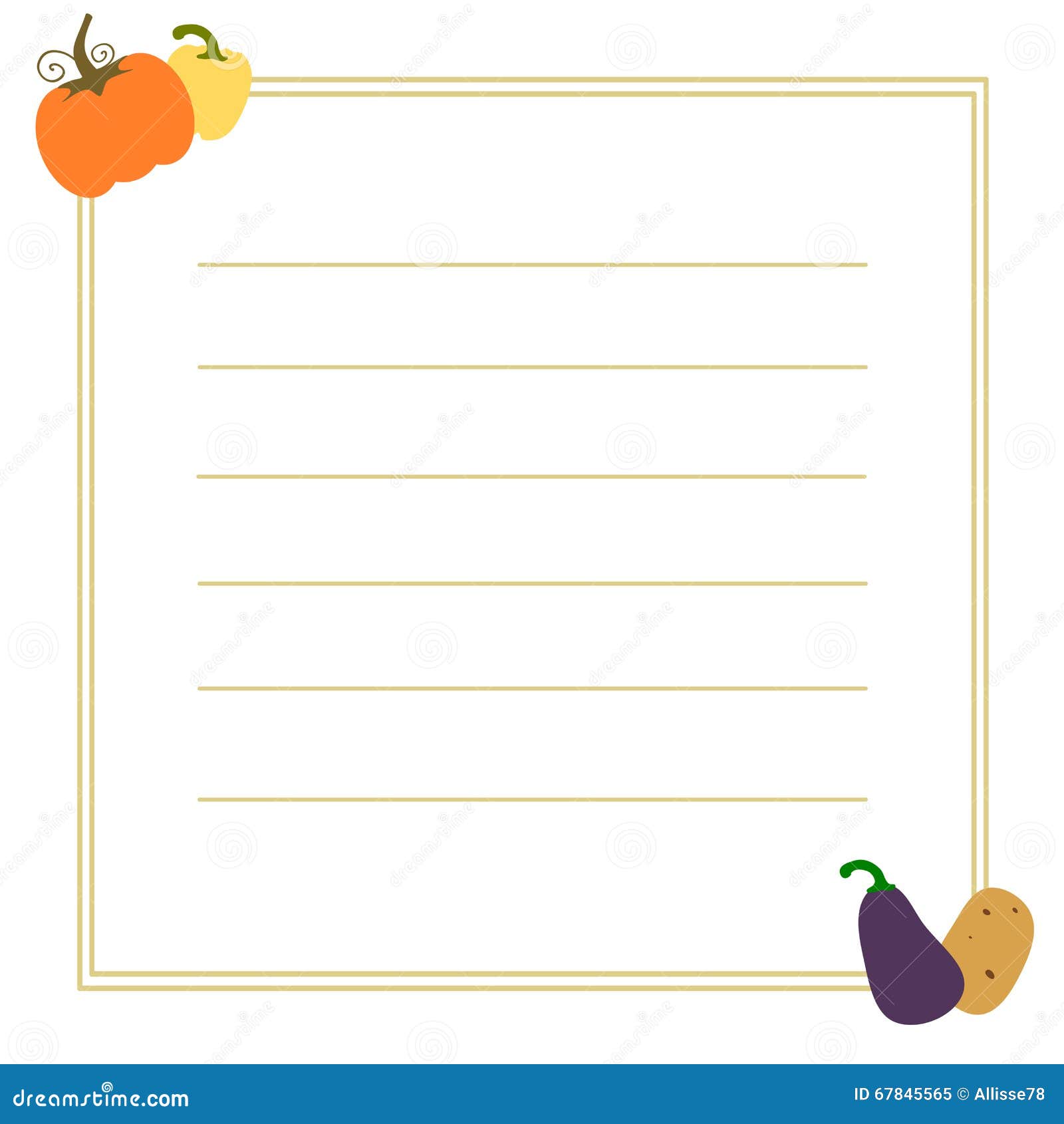 Recipe Frame Card Printable Template Stock Vector - Illustration of ...