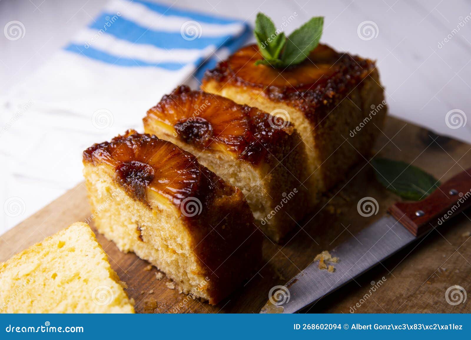 Inverted Pineapple Sponge Cake. Stock Photo - Image of bakery, closeup ...