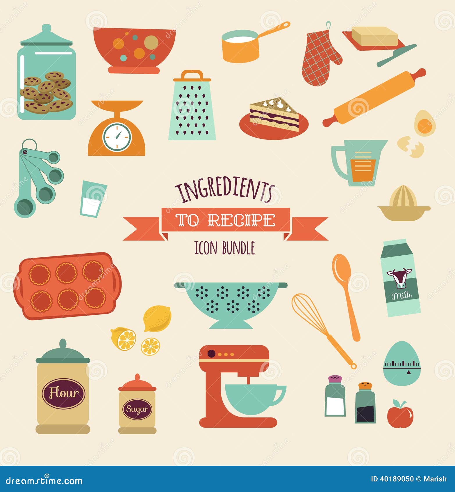 Recipe and Kitchen Vector Design, Icon Set Stock Vector - Illustration ...