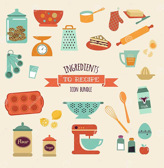 Recipe and Kitchen Vector Design, Icon Set Stock Vector - Illustration ...