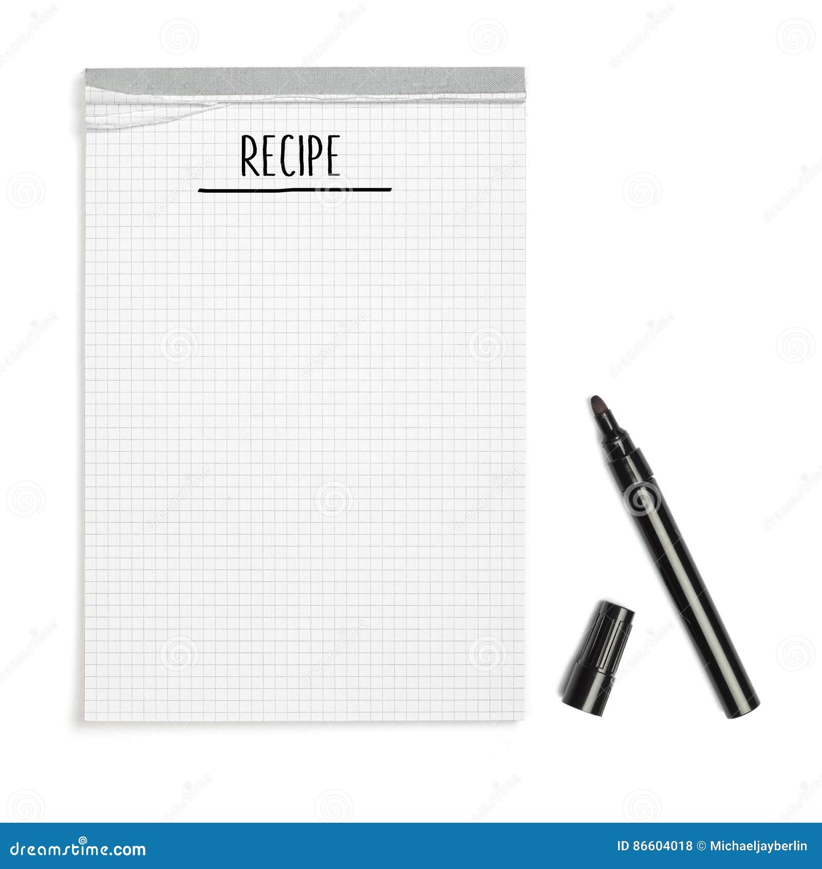 Recipe on Note Book with Black Pen Stock Photo - Image of blank ...