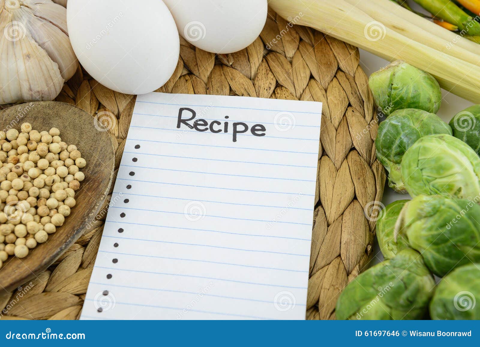 Recipe Note, Cooking Ingredient and Vegetable Stock Photo - Image of ...