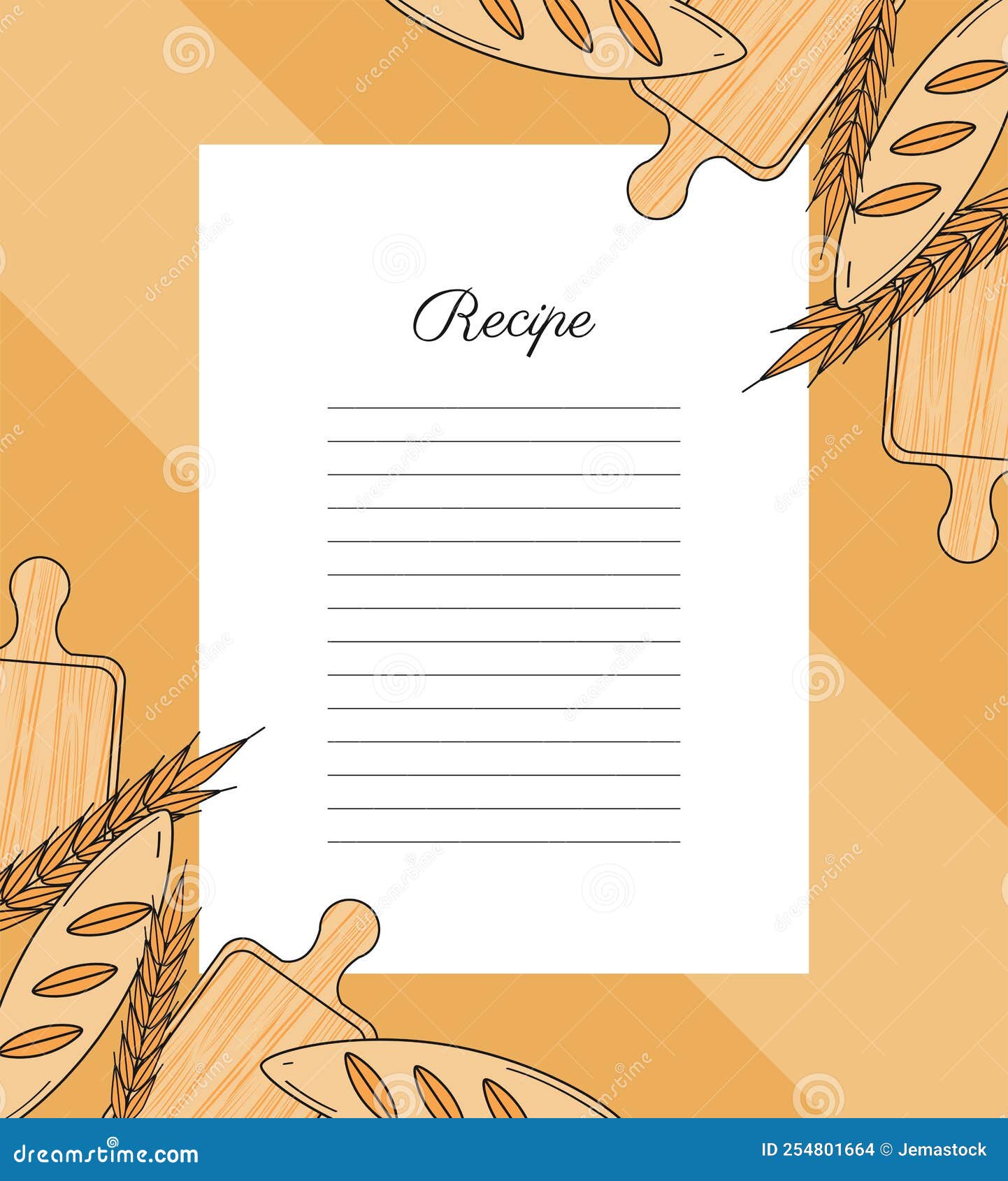 Recipe paper with bread stock vector. Illustration of chef - 254801664