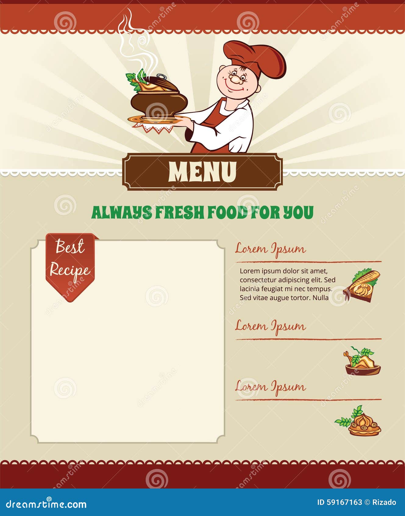 Recipe template stock vector. Illustration of food, brown - 59167163