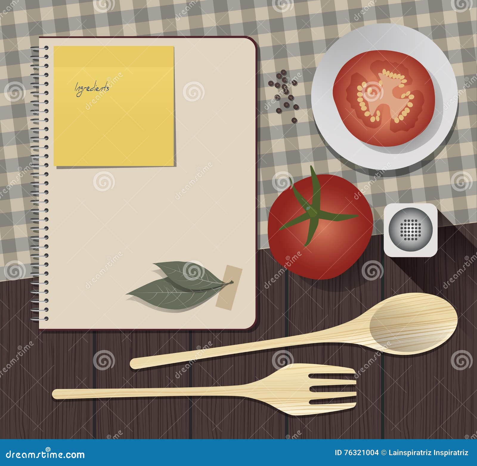 Recipes Cookbook stock vector. Illustration of home, preparation - 76321004