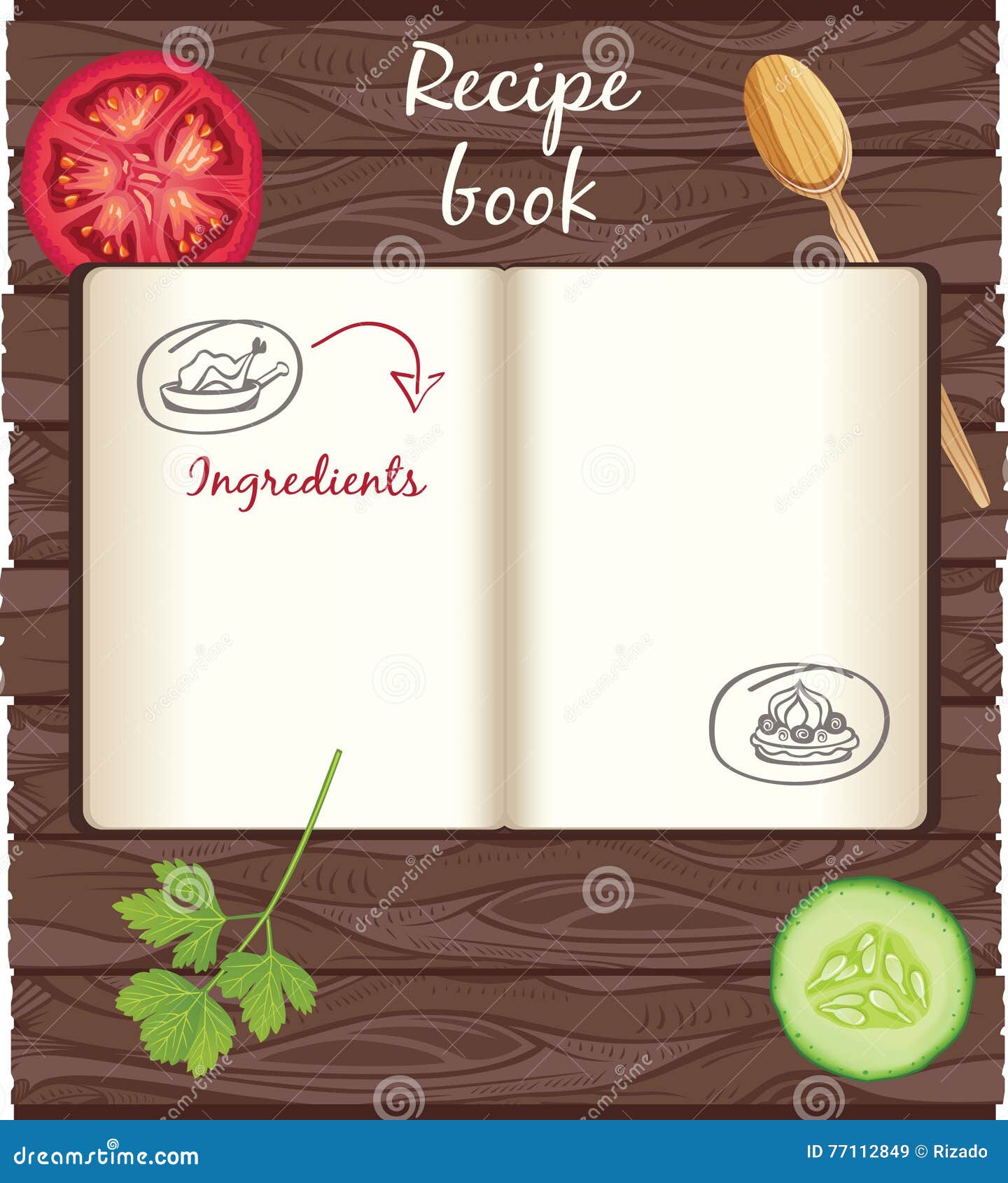 Recipes cookbook template stock vector. Illustration of fresh - 77112849