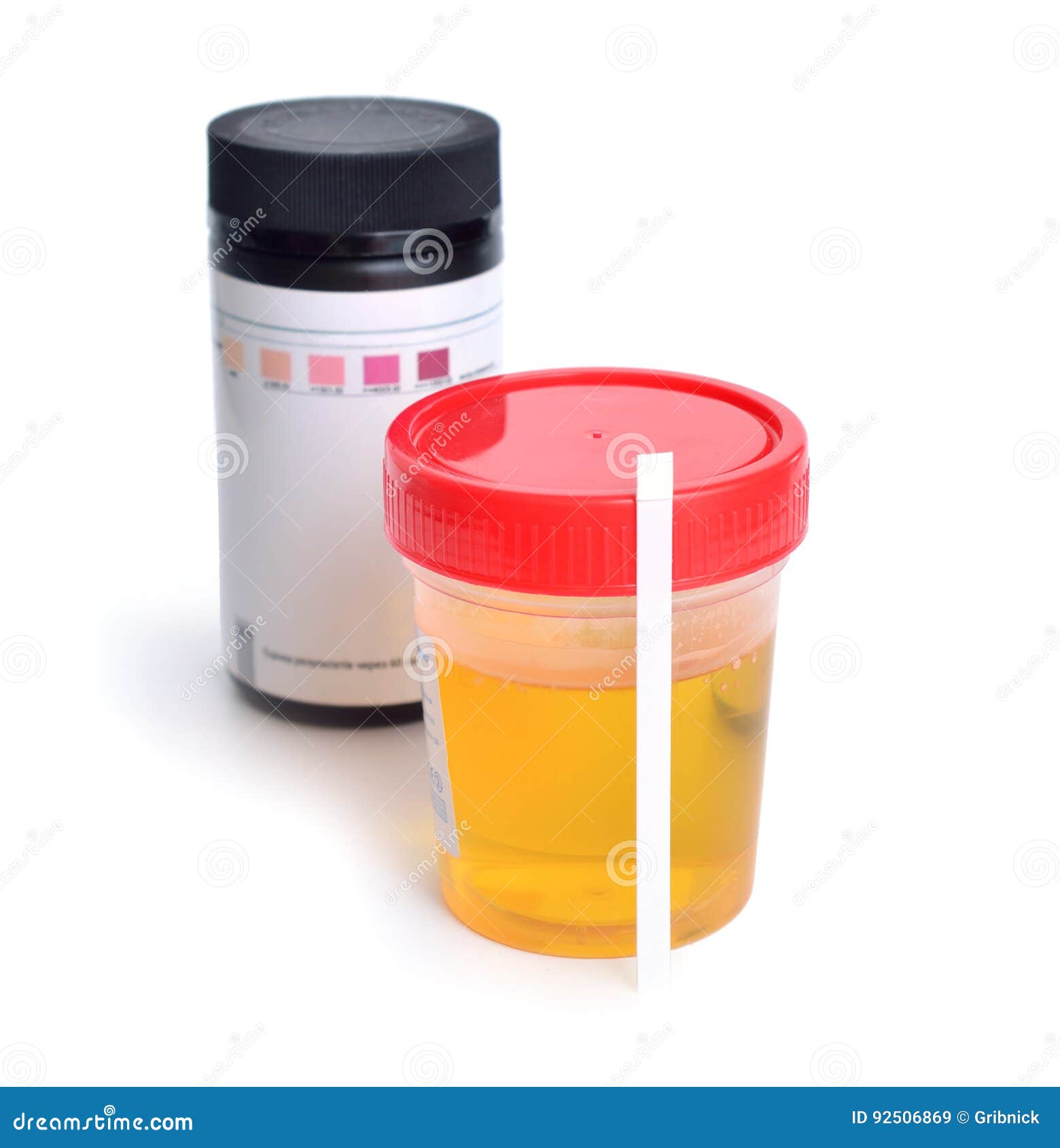 Recipiente Com Urina E Teste-tiras Para a Análise Imagem de Stock ...