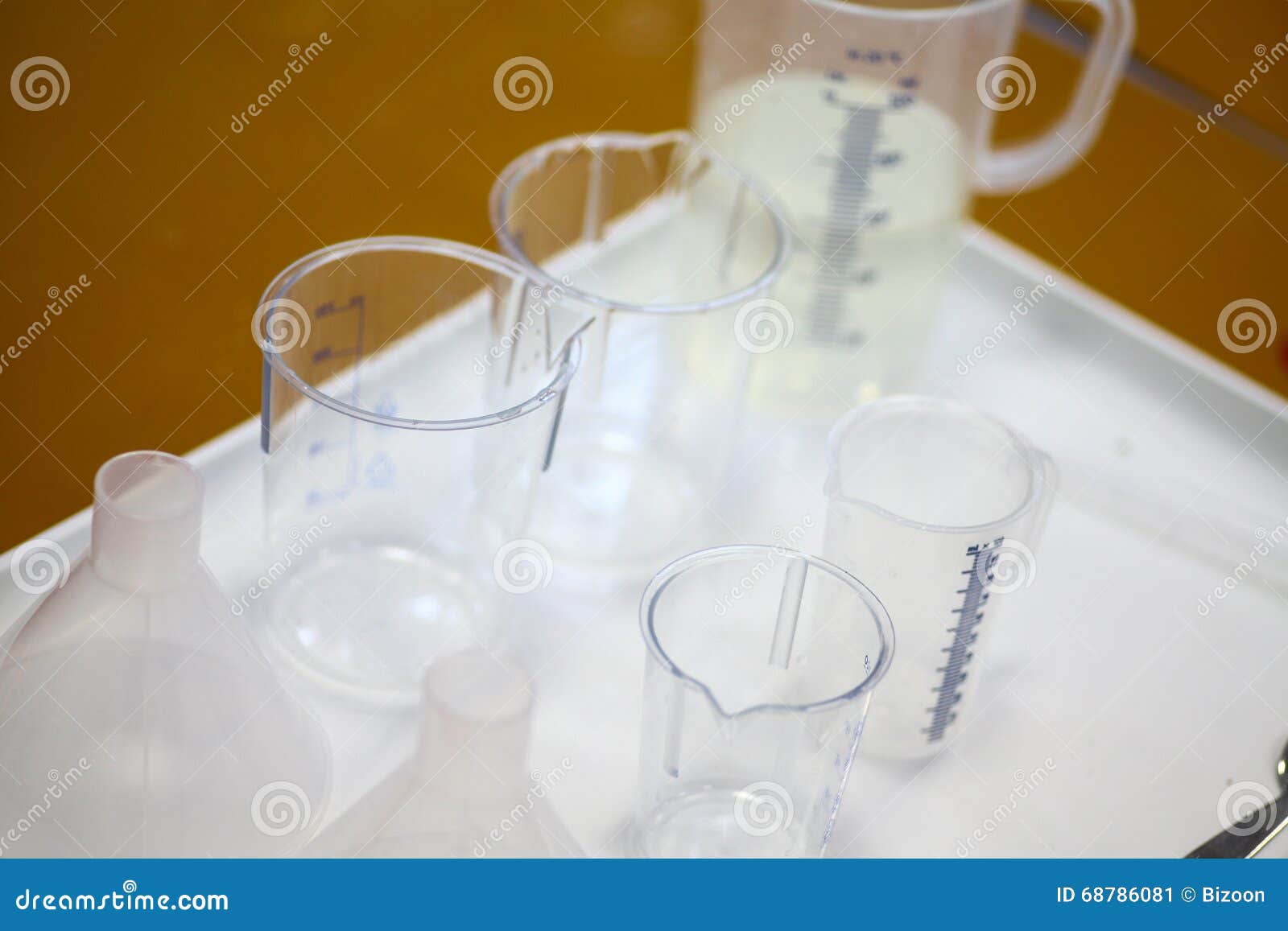 Recipients in Chemistry Lab Stock Image - Image of flask, liquid: 68786081