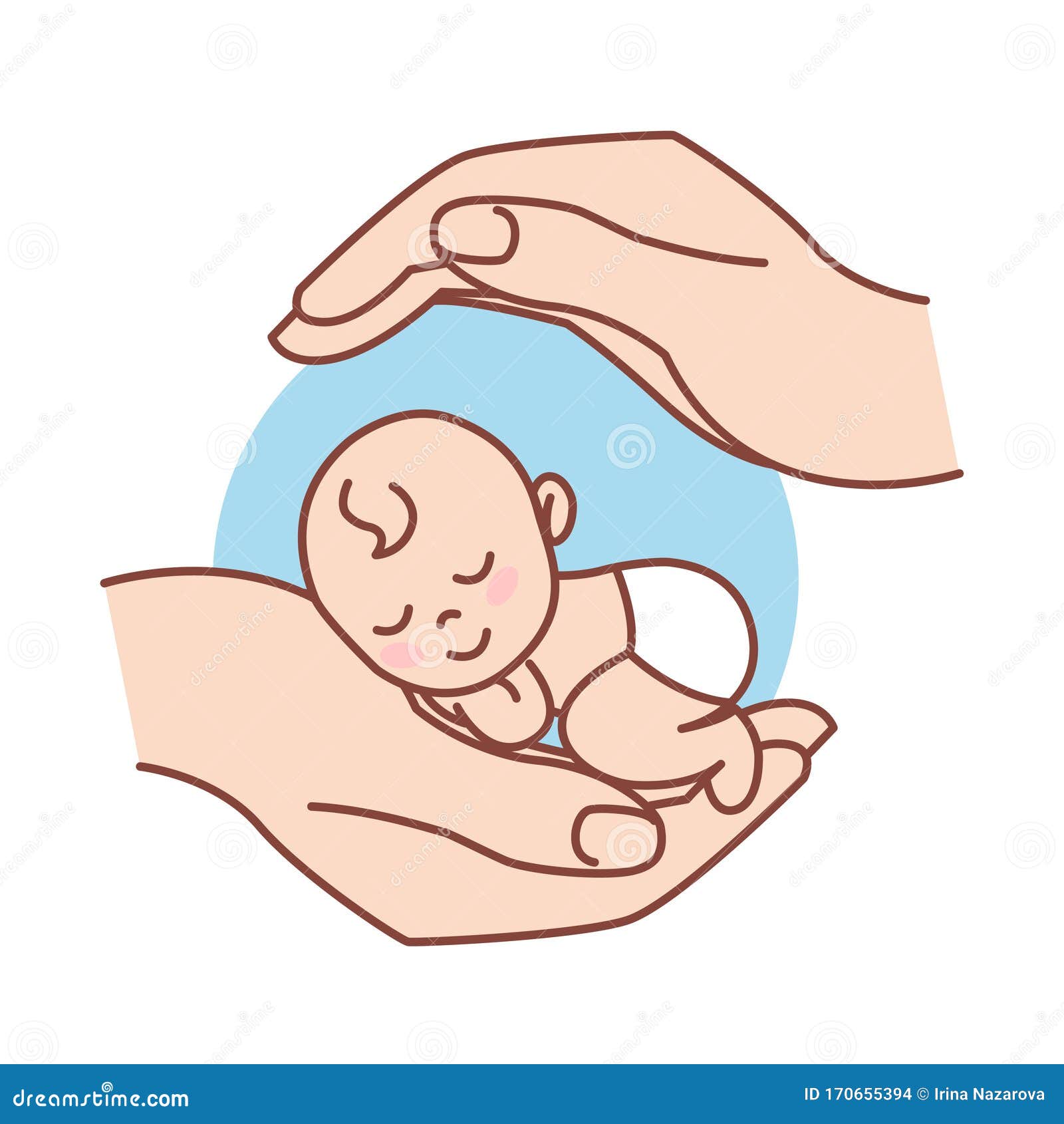 Recién Nacido Protección Y Cuidado Del Bebé Ilustración Del Vector Ilustración De Mano