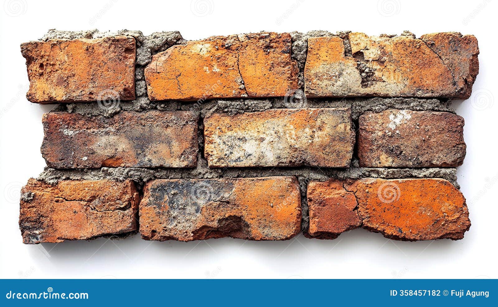 Reclaimed Brick Wall Sample, Studio Shot, White Background ...