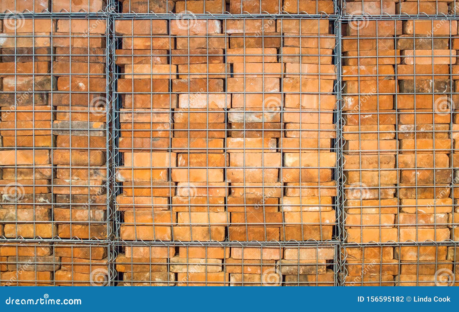 Reclaimed Bricks Stacked in a Metal Cage Stock Photo - Image of ...