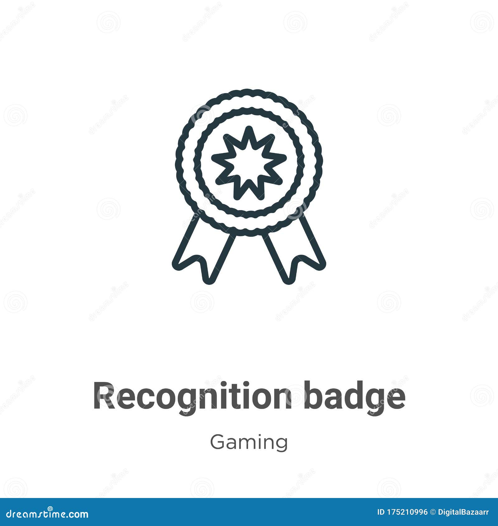 Recognition Badge Outline Vector Icon. Thin Line Black Recognition ...