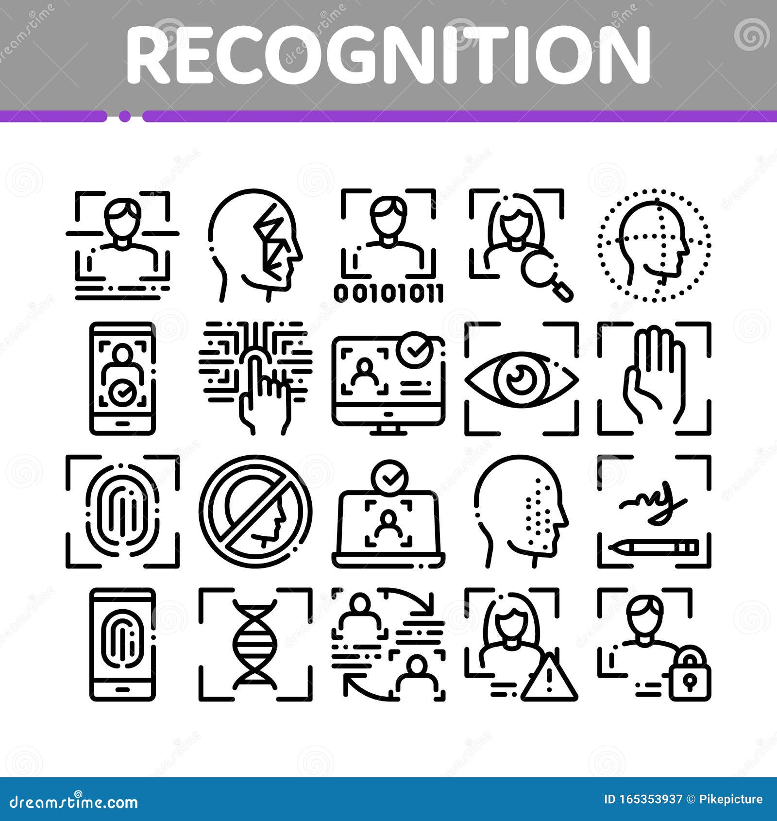 Recognition Collection Elements Icons Set Vector Stock Vector ...