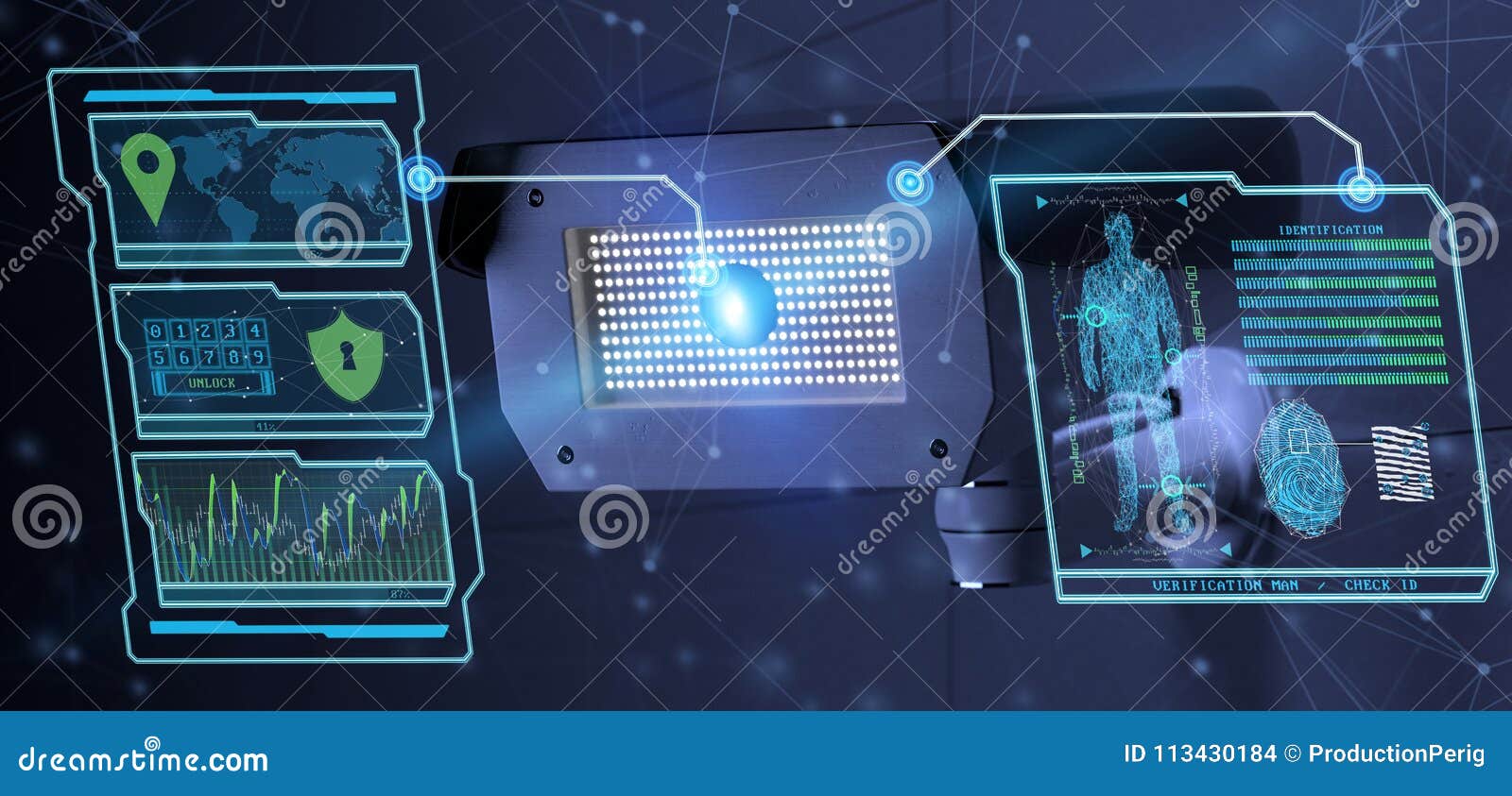 Recognition and Detection Software on a Security Camera System - Stock ...