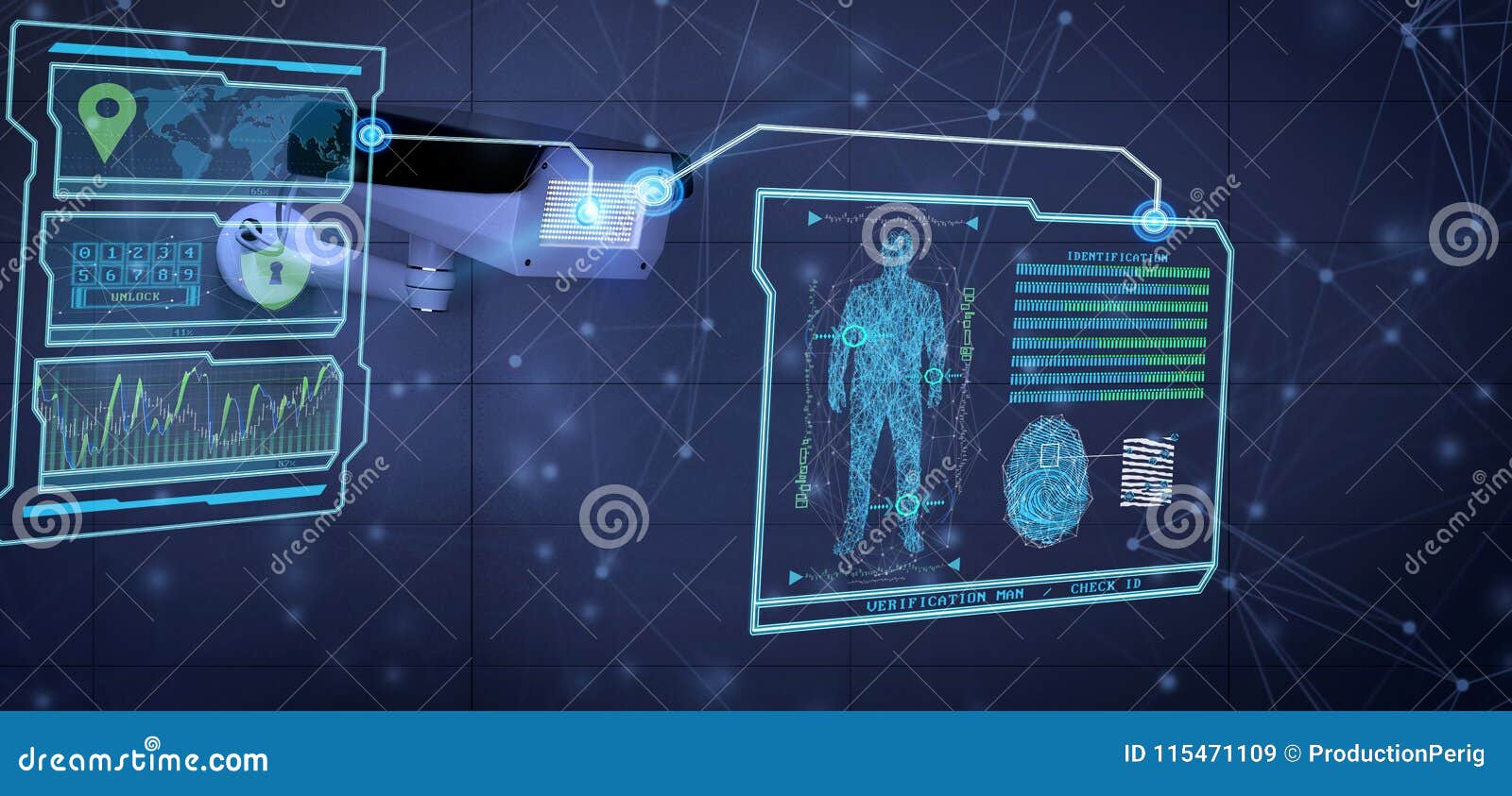 Recognition and Detection Software on a Security Camera System - Stock ...