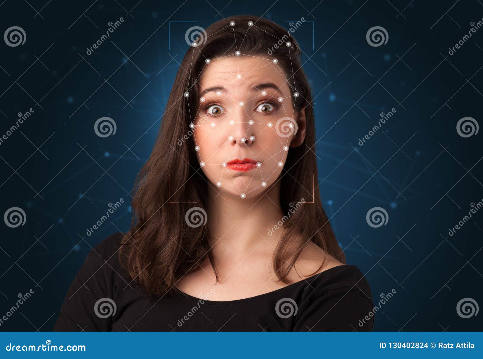 Recognition of a Face by Layering a Mesh Stock Photo - Image of ...