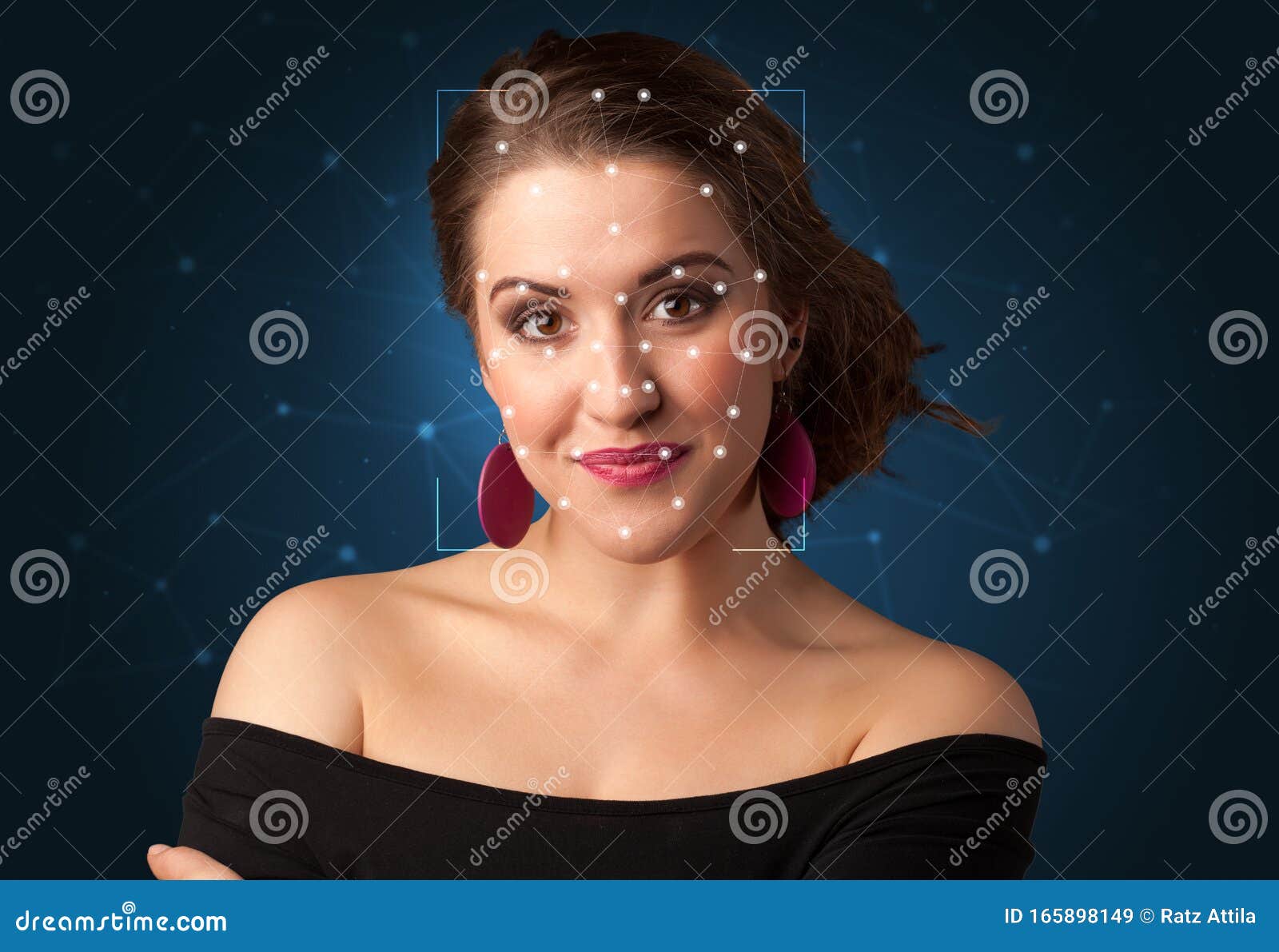 Recognition of a Face by Layering a Mesh Stock Image - Image of ...