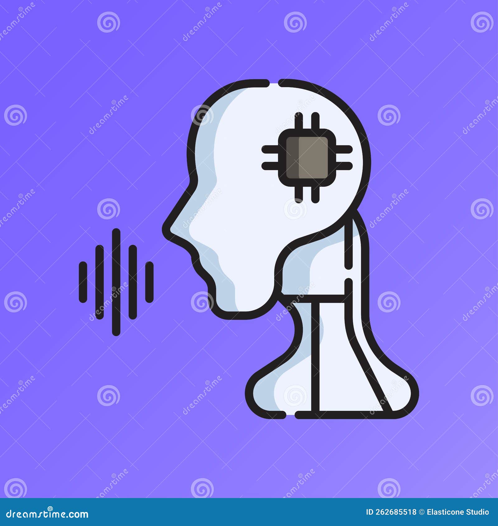 Recognition Icon Vector Illustration. Flat Outline Cartoon. Artificial ...