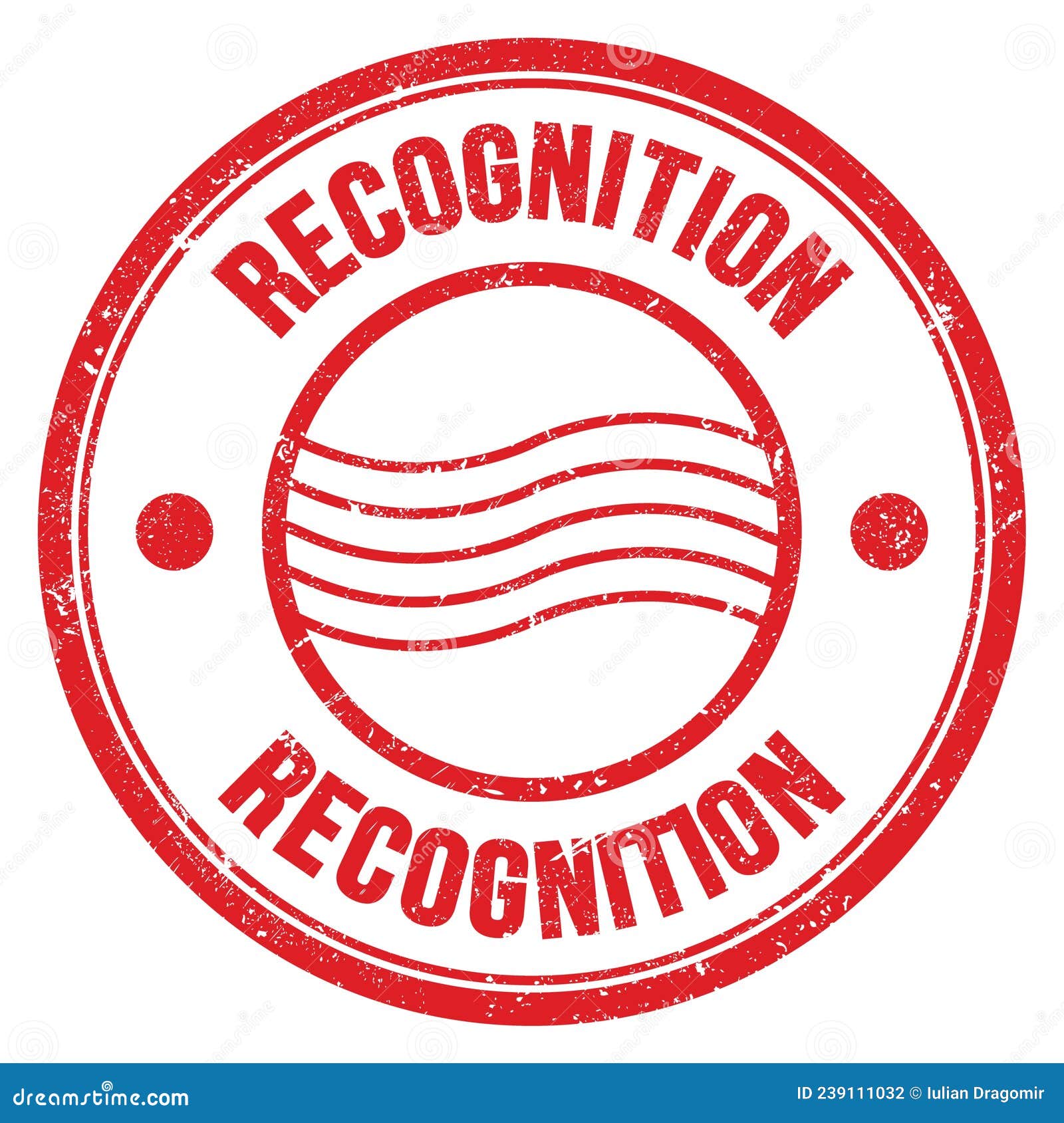RECOGNITION Text Written on Red Round Postal Stamp Sign Stock ...